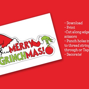 Printable Grinch Christmas Decorations Grinch Door Decor Merry ...