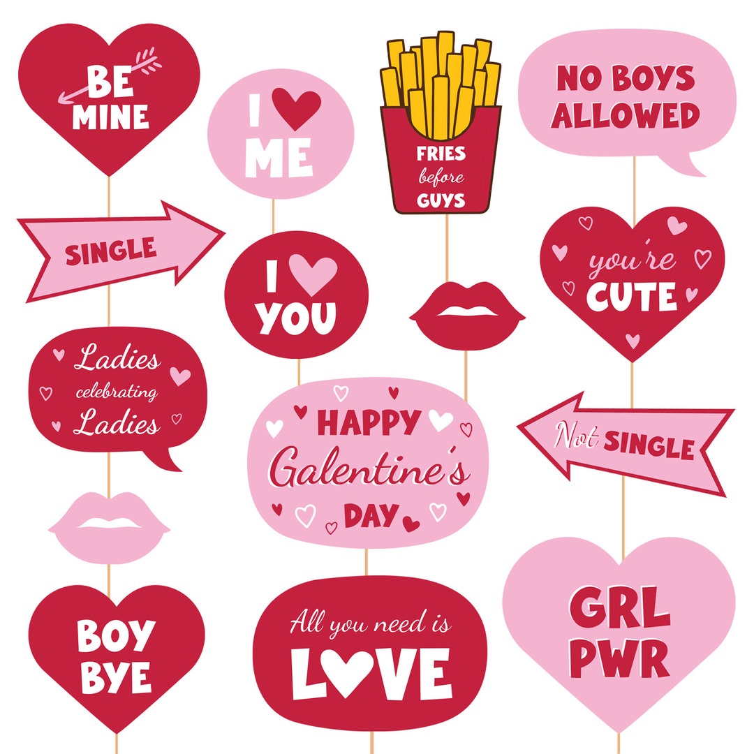 Galentine's Day Photo Booth Props Galentines Day Party Decorations ...