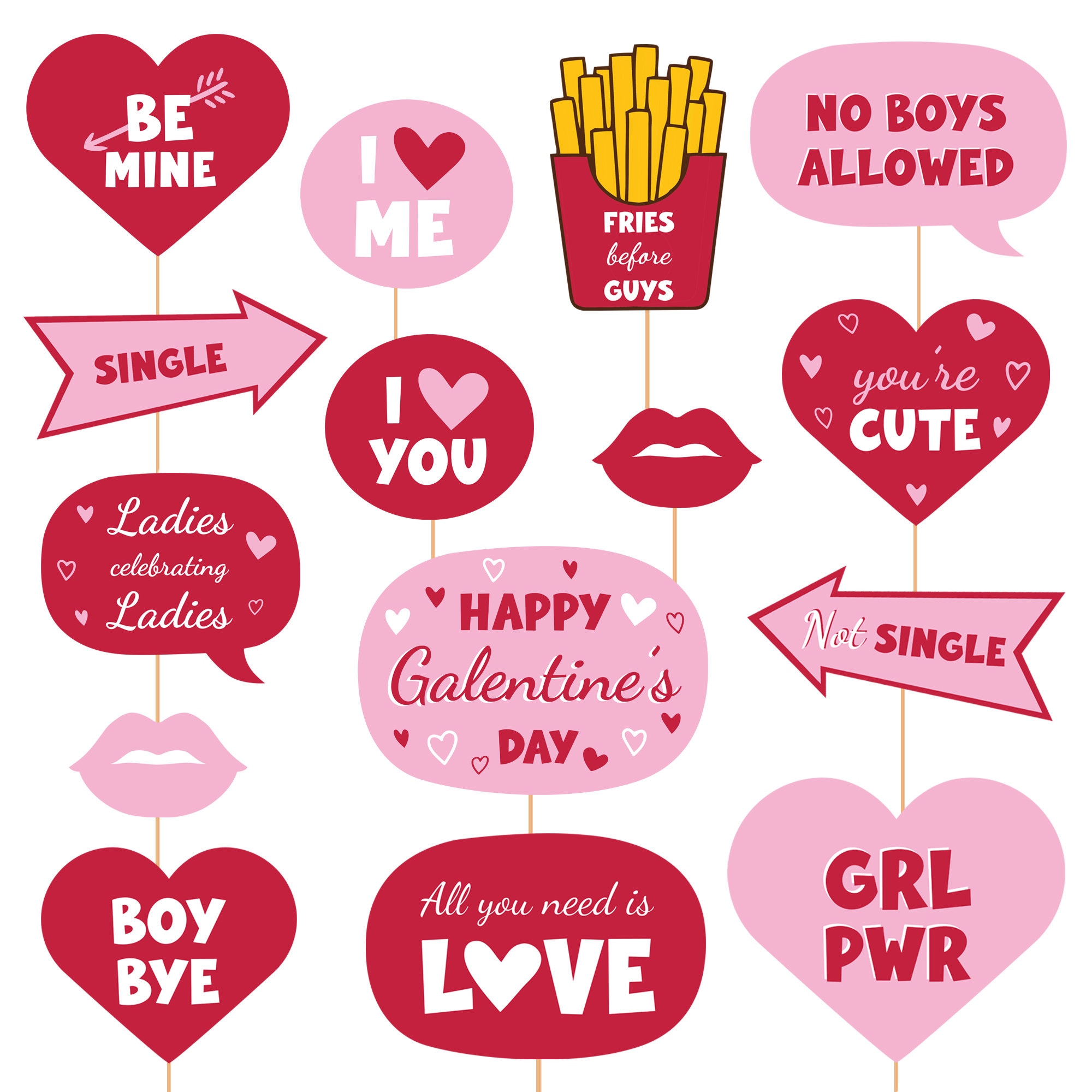 Galentine's Day Photo Booth Props: Printable Party Decorations (PDF) - Etsy