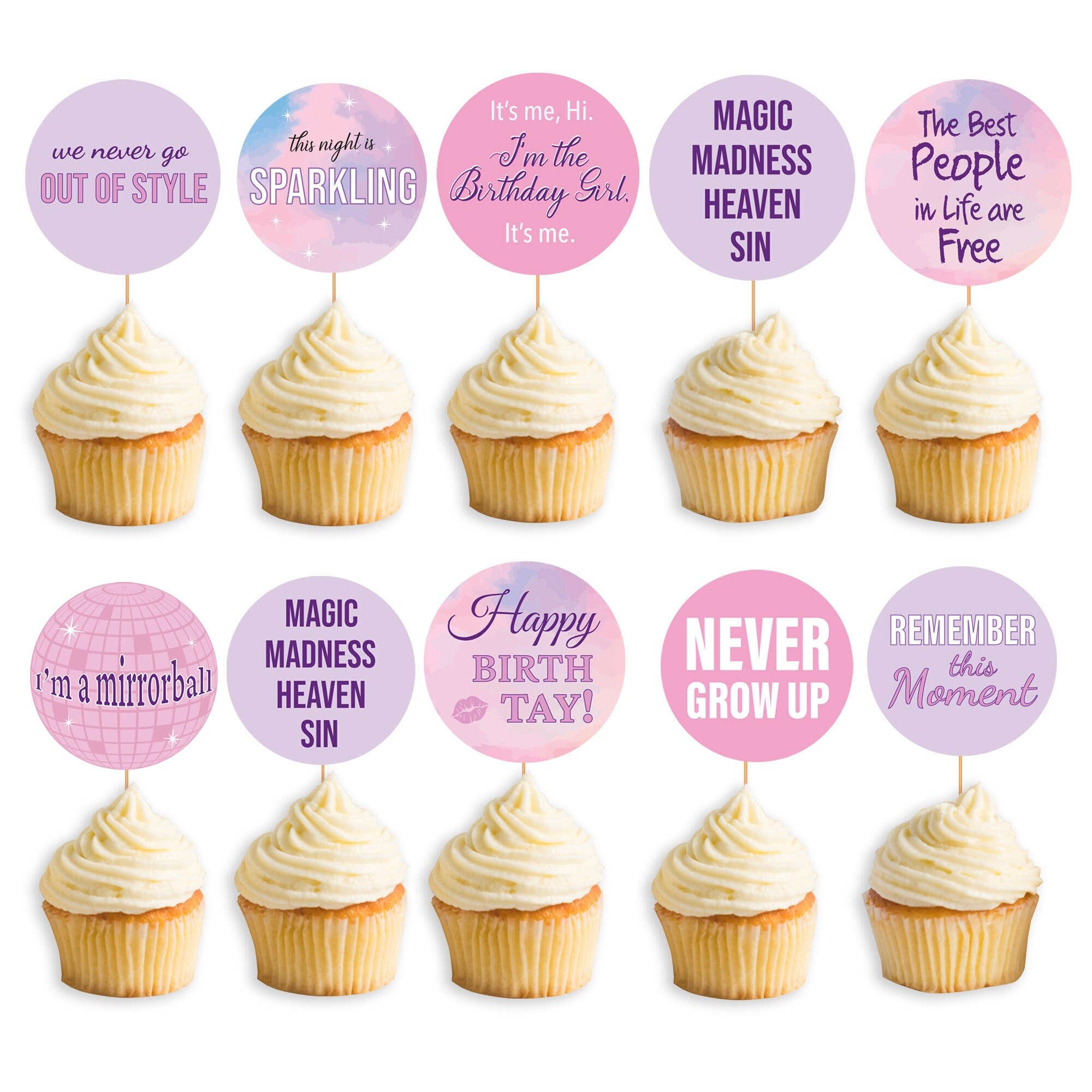 Printable Taylor Swift Birthday Party Cupcake Toppers Swiftie Inspired ...