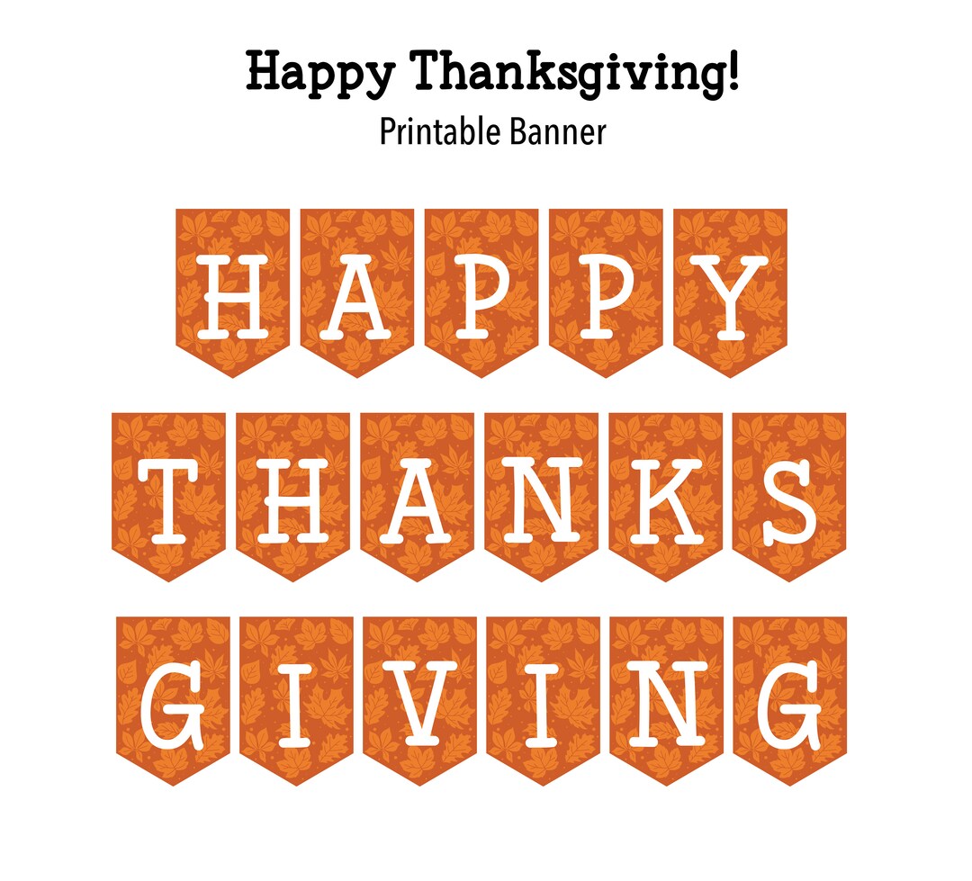 Happy Thanksgiving Banner: Printable Autumn Party Garland (PDF) - Etsy