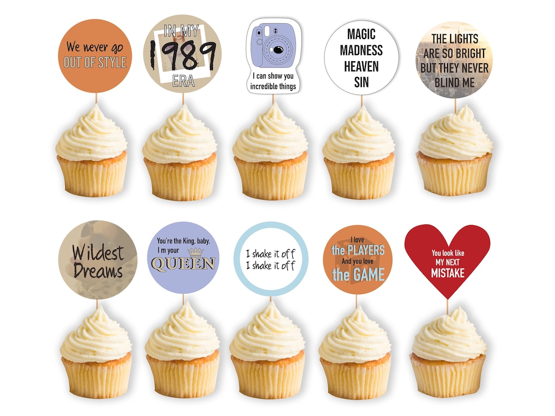 Printable Taylor Swift Cupcake Toppers Taylor Swift 1989 Era Party ...