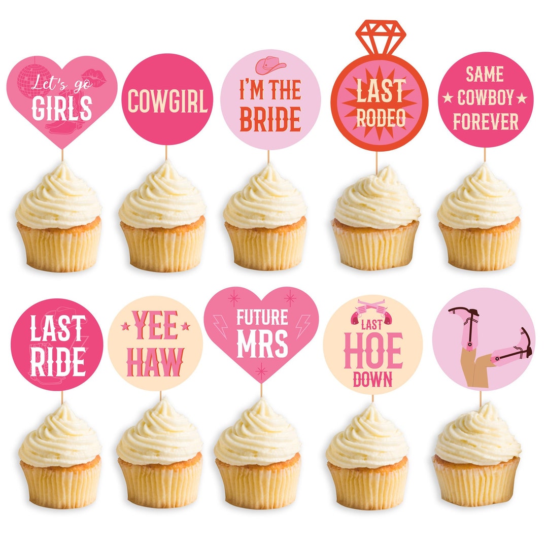 Last Rodeo Bachelorette Cupcake Toppers: Cowgirl Hen Party (PDF) - Etsy