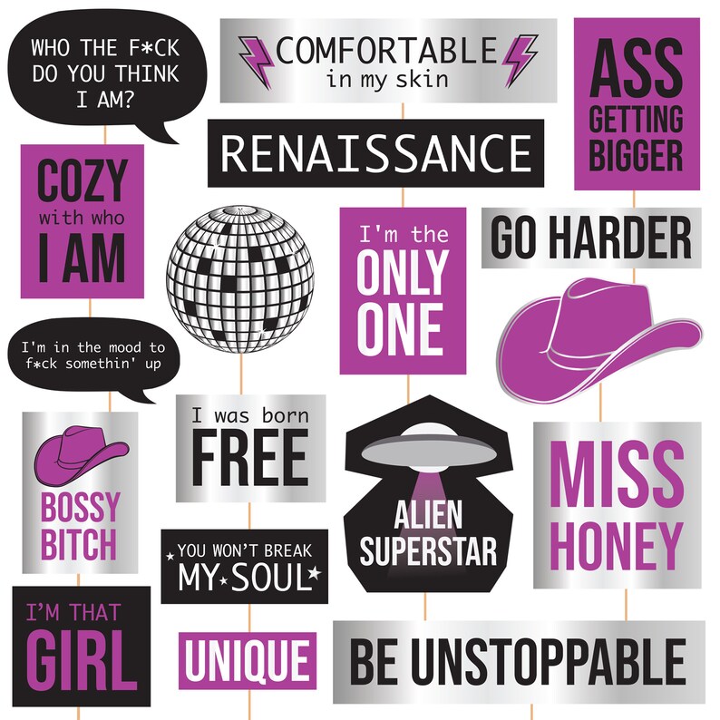 Beyonce Photo Booth Props Printable Renaissance World Tour Party ...