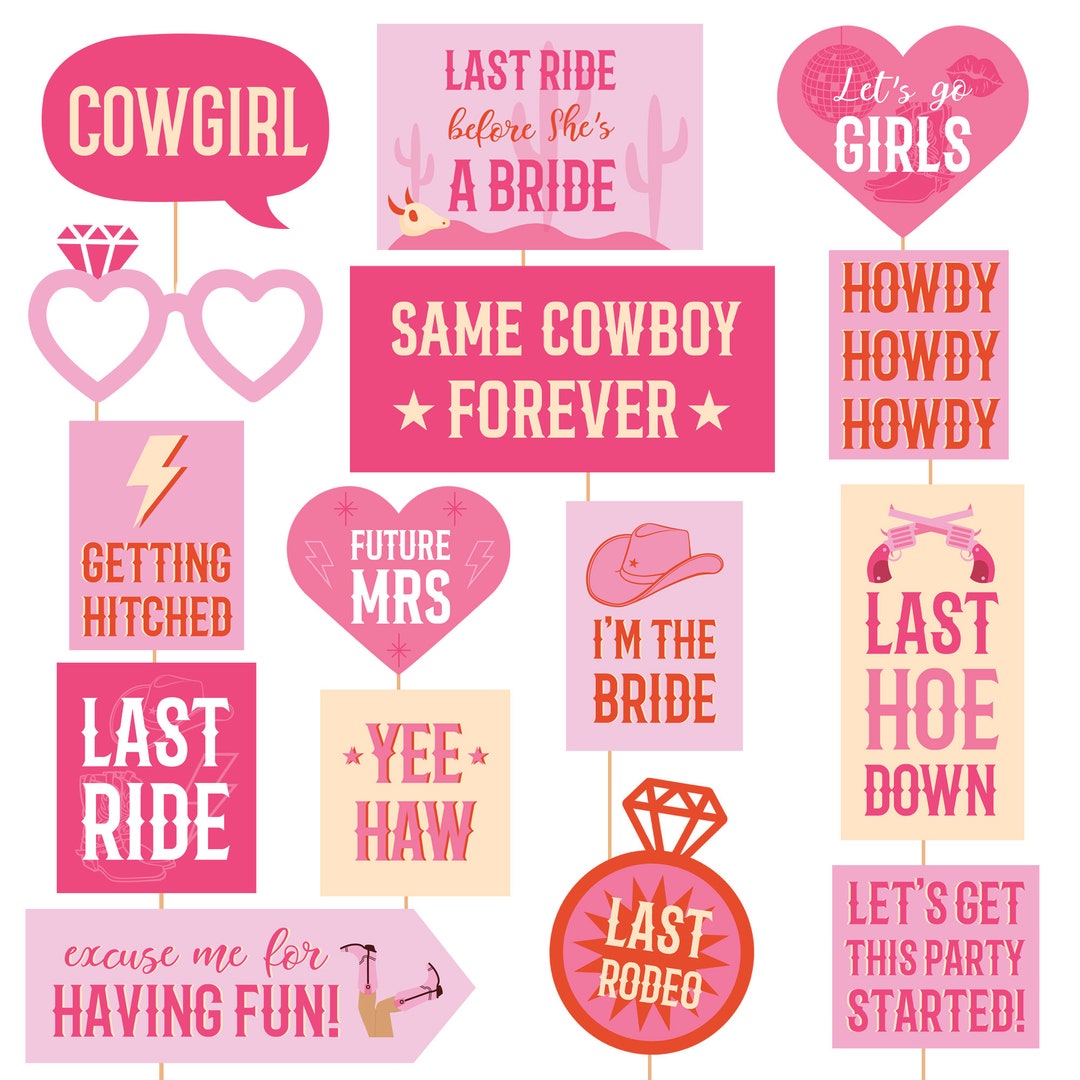 Rodeo Bachelorette Photo Booth Props Nashville Bachelorette Party Last ...