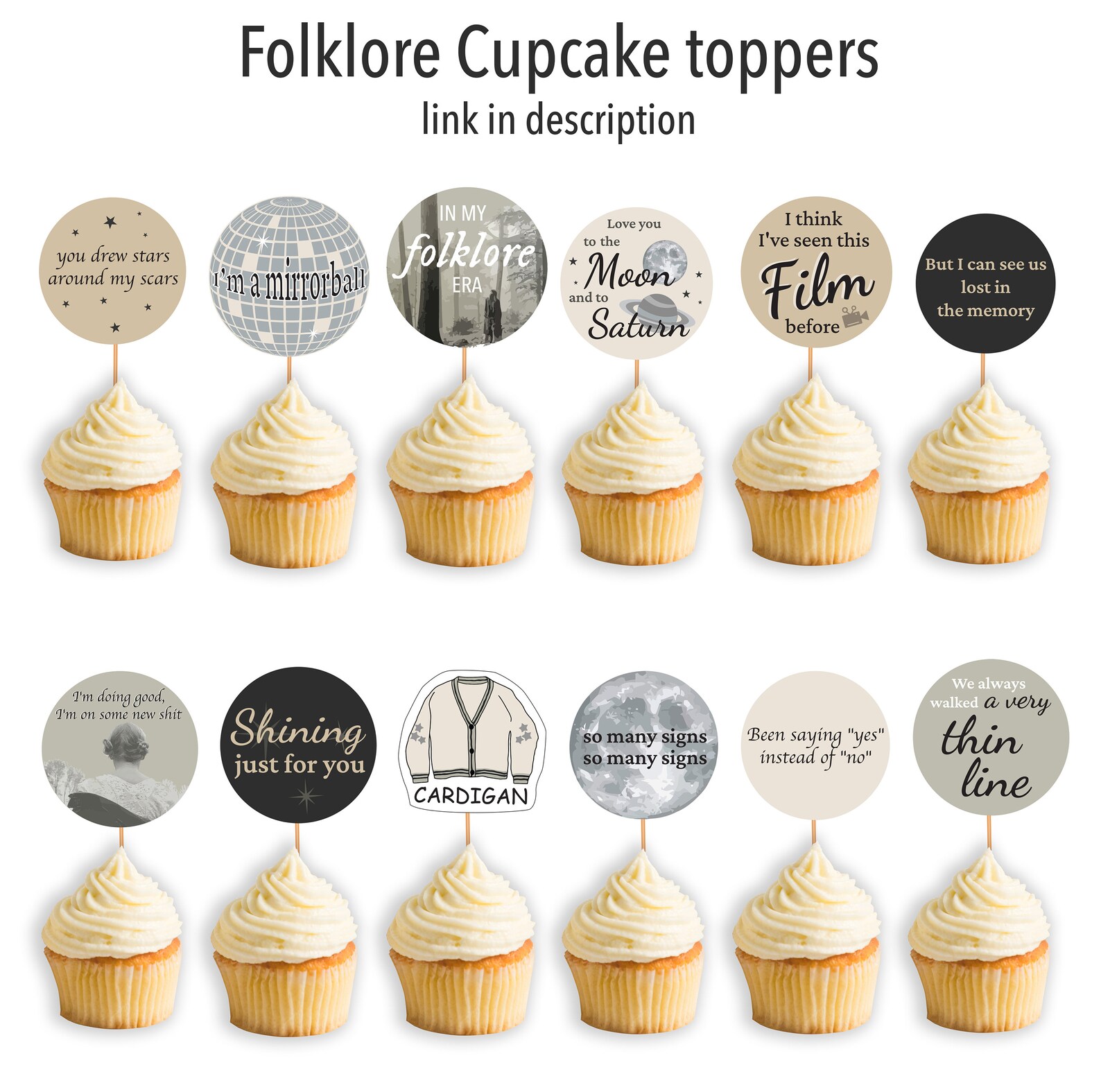 Printable Taylor Swift Folklore Photo Booth Props Taylor Swift Party ...