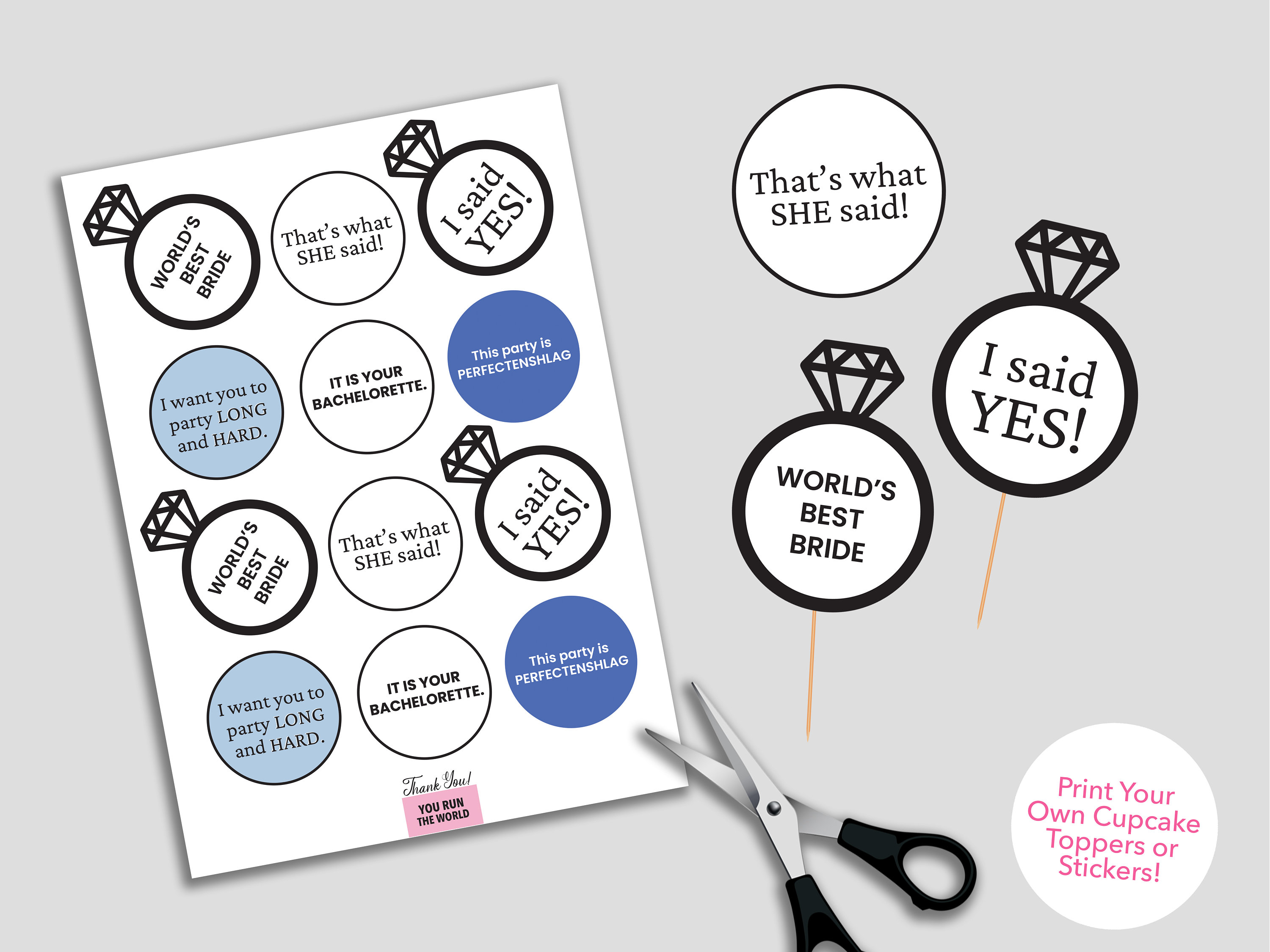 The Office Bachelorette Cupcake Toppers: Bridal Shower Decorations ...