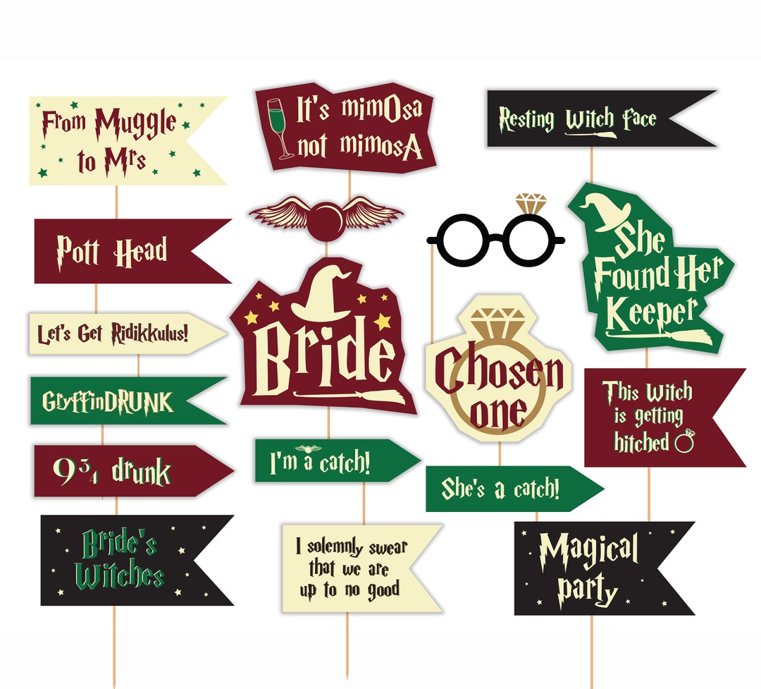 Wizard Bachelorette Photo Booth Props: Magic Bridal Shower Decor (PDF ...