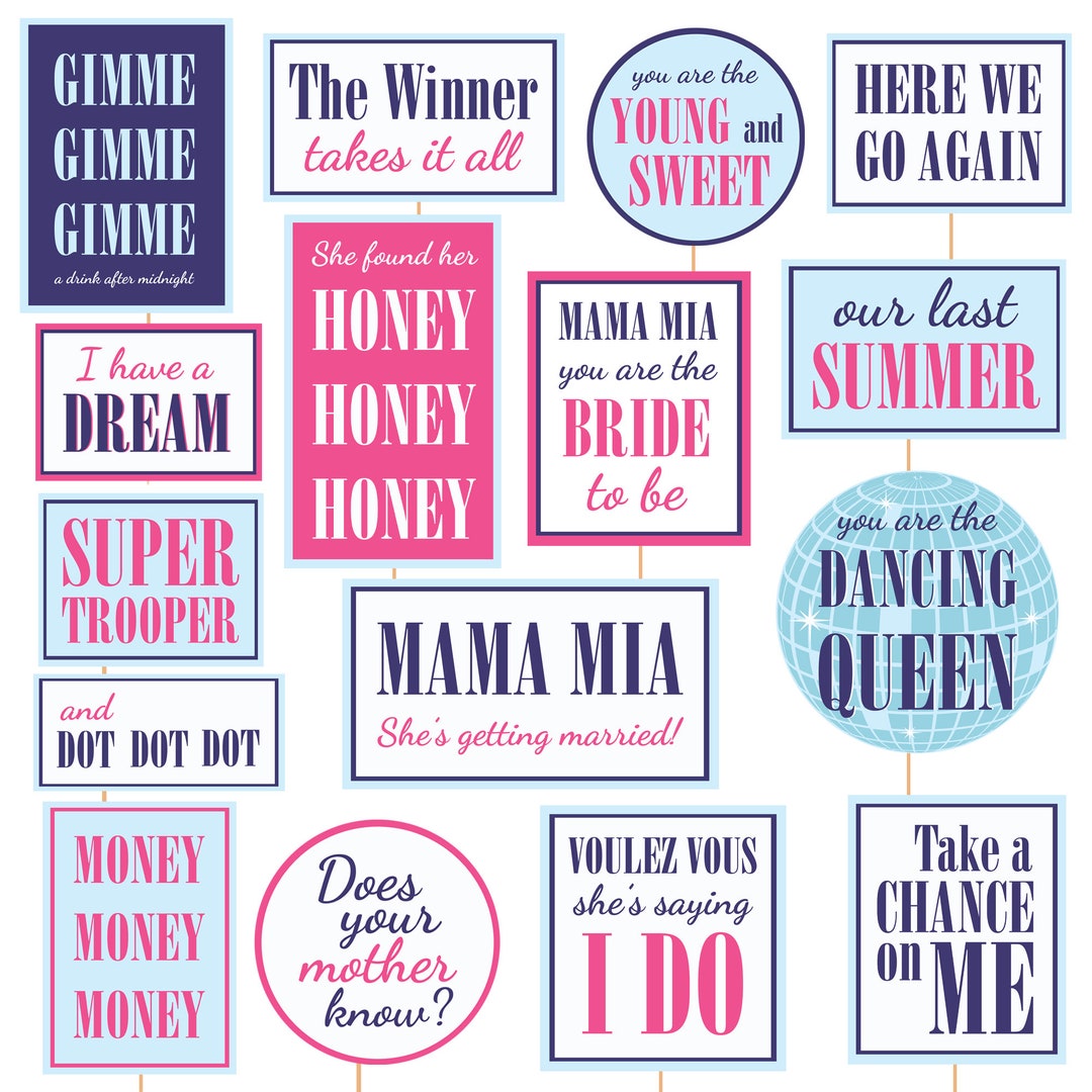 Mama Mia Bachelorette Party Photo Booth Props, Mamamia Bridal Shower ...
