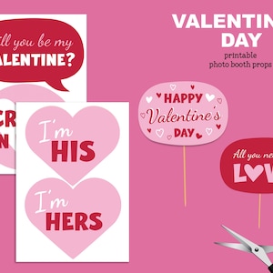 Valentine's Day Photo Booth Props: Printable Party Decorations (PDF) - Etsy