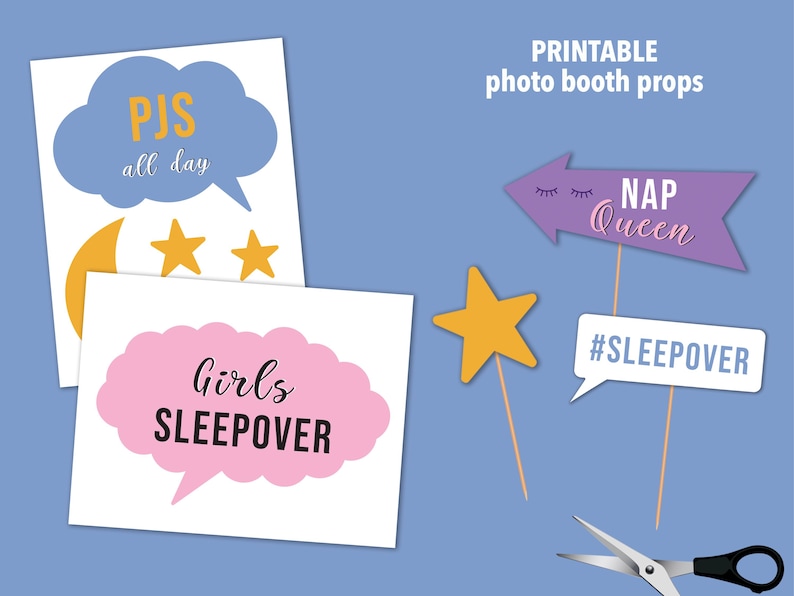 Sleepover Party Photo Booth Props Printable Pajama Party Decor No ...