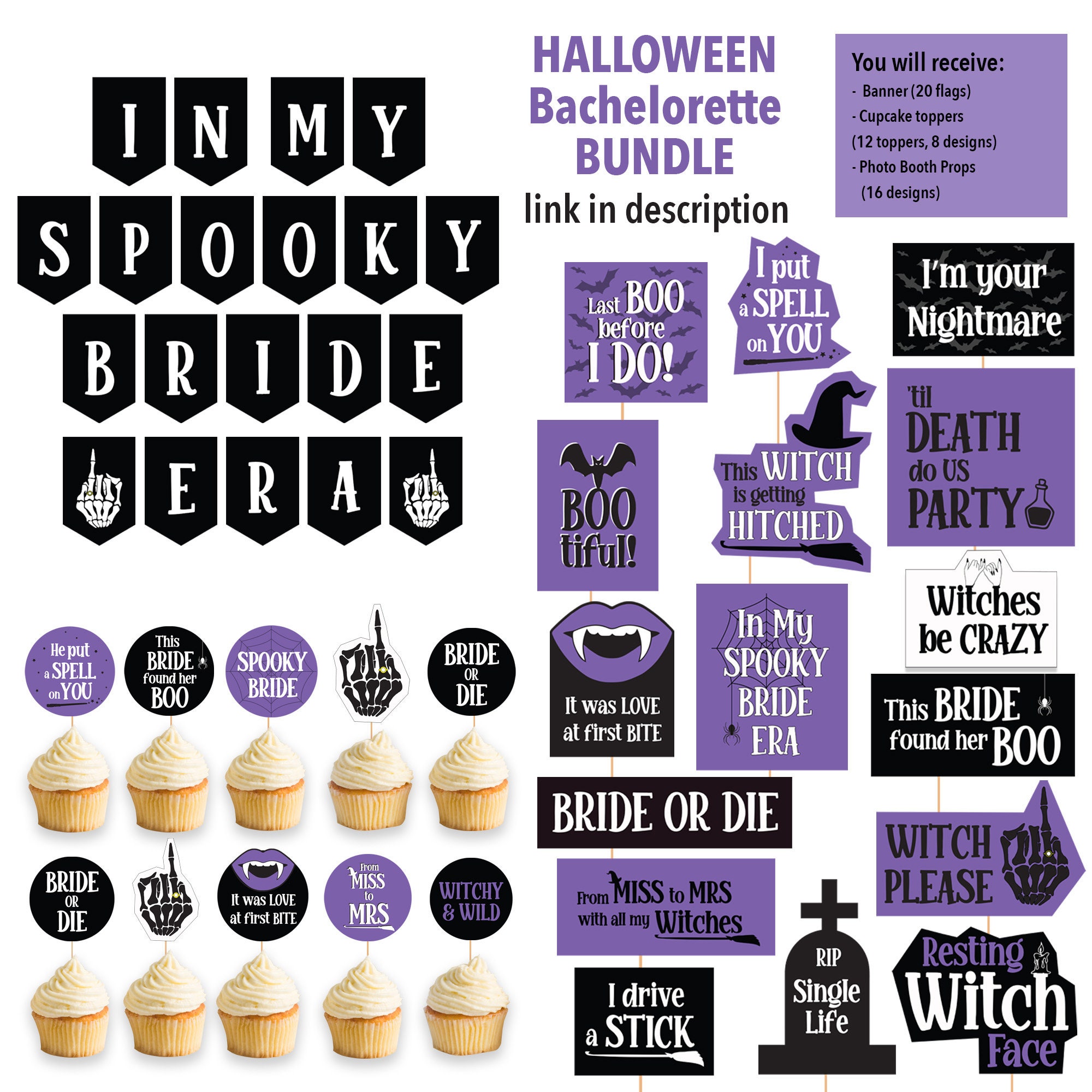 Spooky Bachelorette Party Photo Booth Props Spooky Bride Era Horror ...