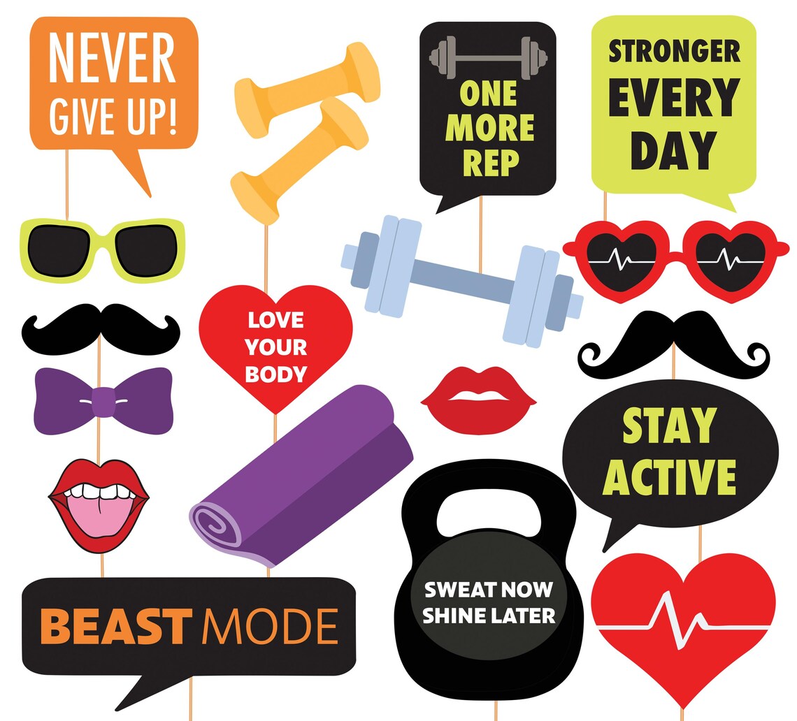 Fitness Gym Photobooth Props: Workout Party Decorations (printable) - Etsy