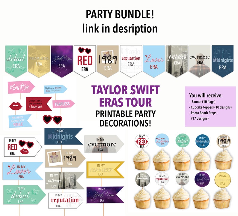 Printable Taylor Swift Photo Booth Props Taylor Swift ERAS Party ...