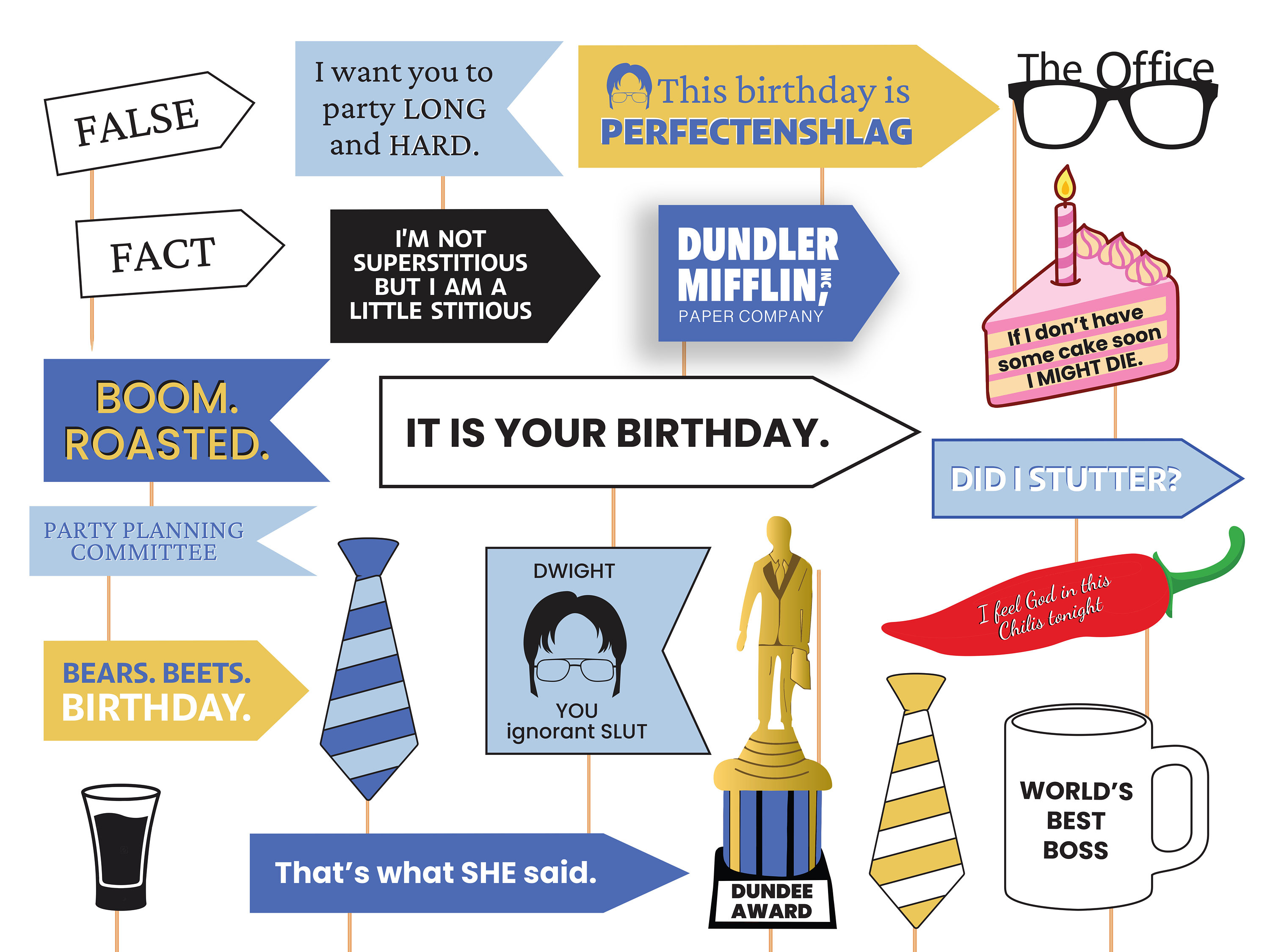 The Office Birthday Party Photo Booth Props the Office Tv Show Party ...