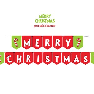 Merry Christmas Banner Printable: Holiday Garland, Instant Download ...