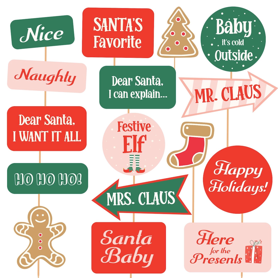Christmas Photo Booth Props Retro Photo Props for Photo Booth Merry ...