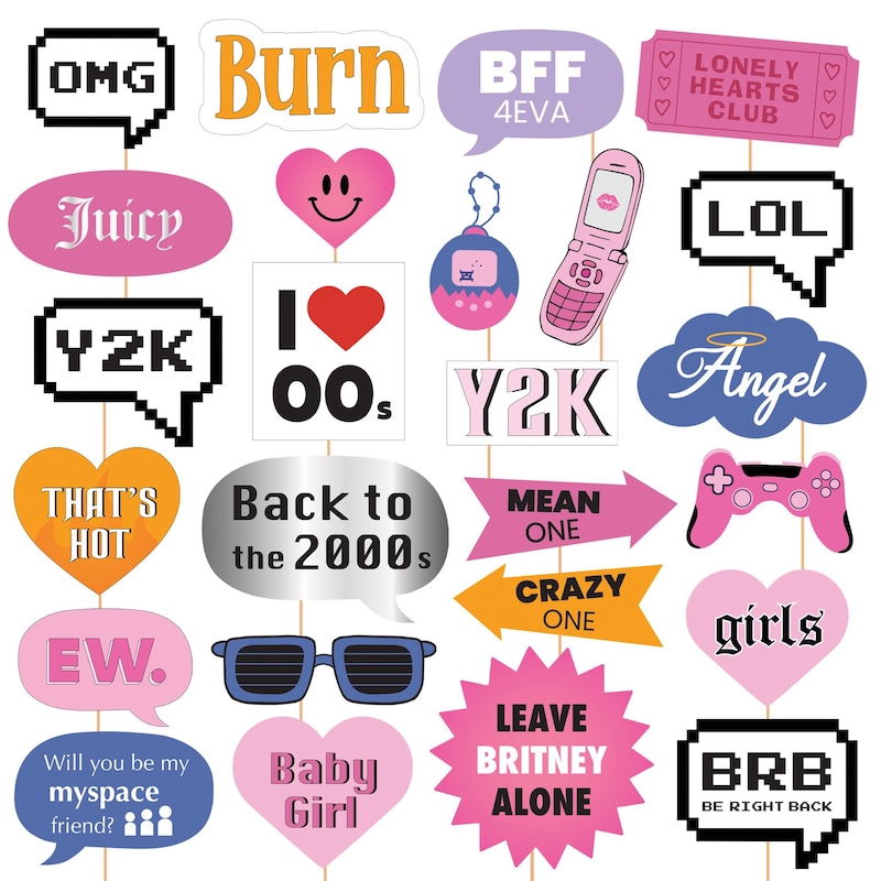 Y2k Party Photo Props - Etsy