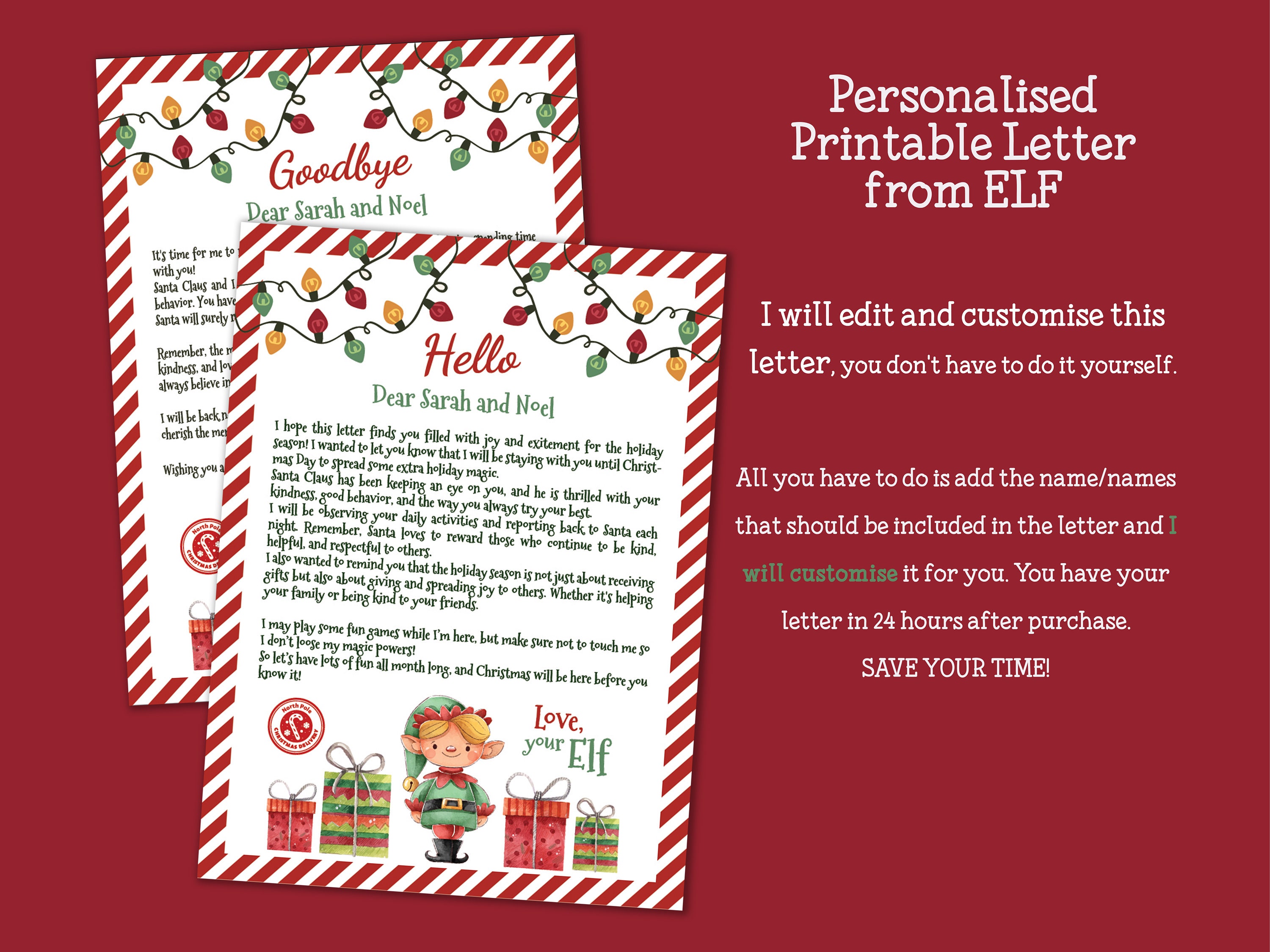 Hello and Goodbye Letter From Elf Arrival Letter Elf Departure Letter ...