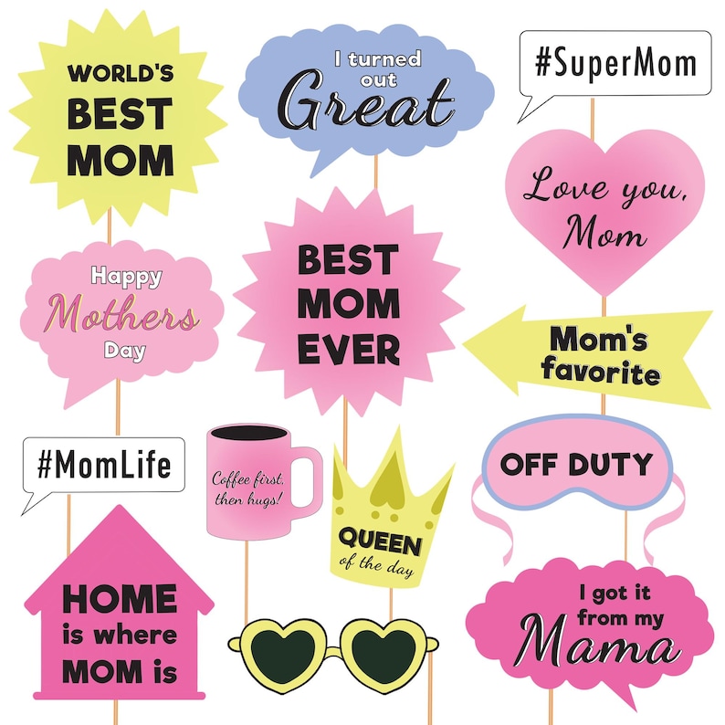 Mother's Day Photo Booth Props: Fun DIY Party Decor (PDF) - Etsy