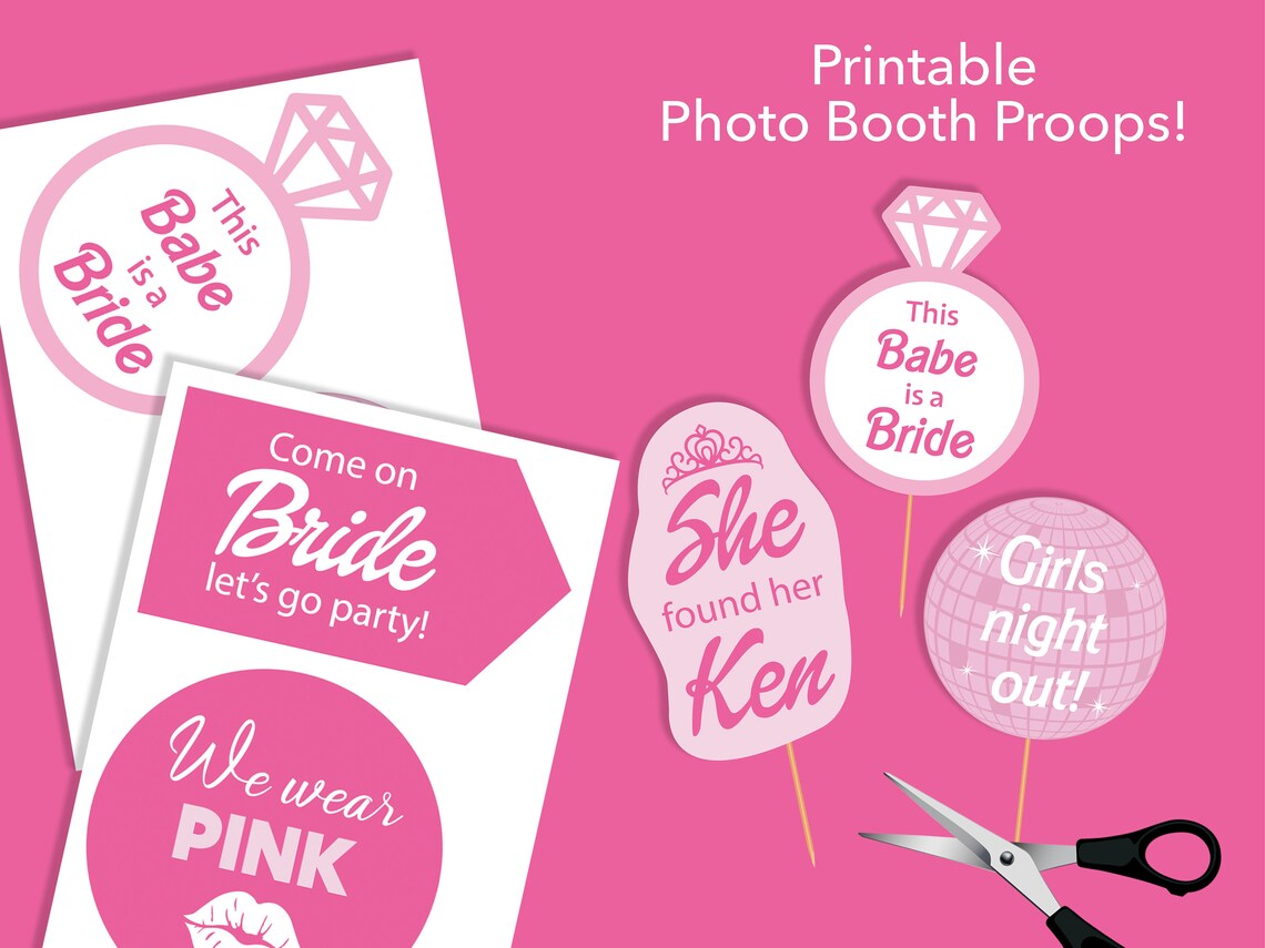 Doll Bachelorette Party Photo Booth Props Pink Doll Bridal Shower ...