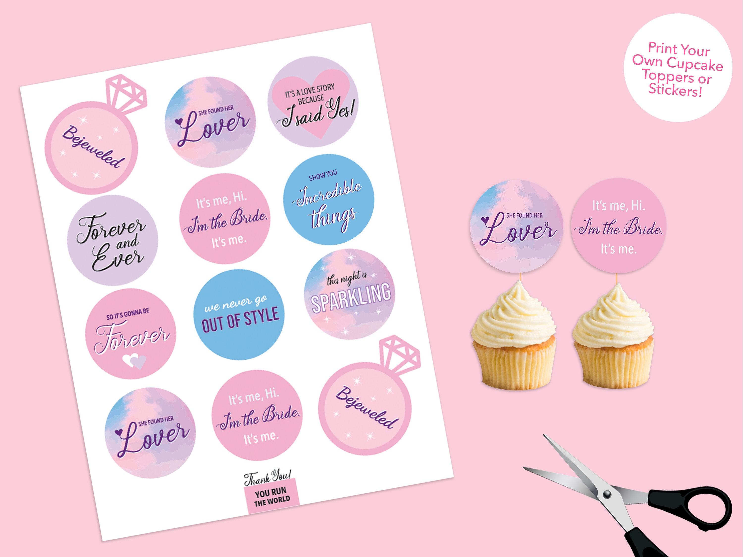 Printable Taylor Swift Bachelorette Party Cupcake Toppers She Found Her ...