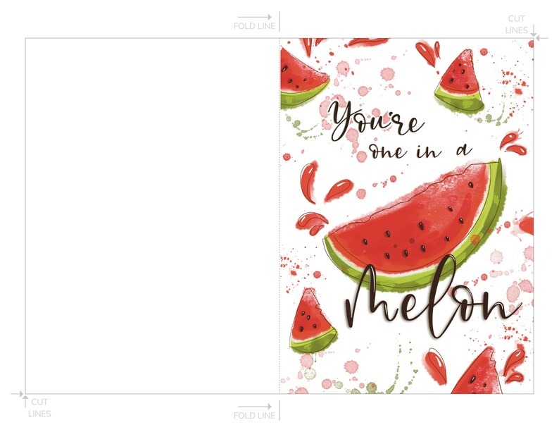 Instant Download Digital Greeting Card With Colorful Watermelons and ...