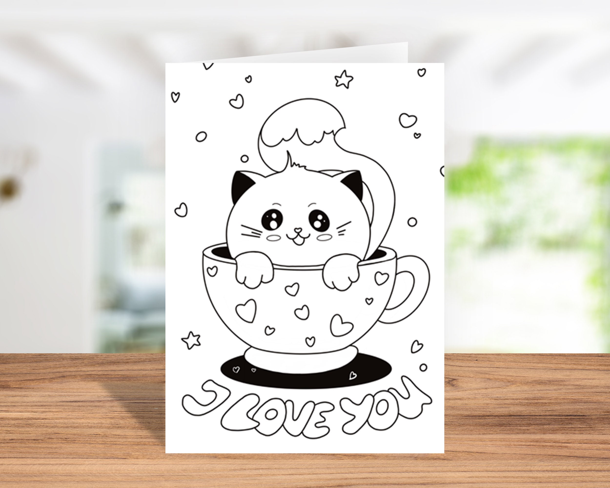 Instant Download Coloring Card, Digital Greeting Card, Coloring ...
