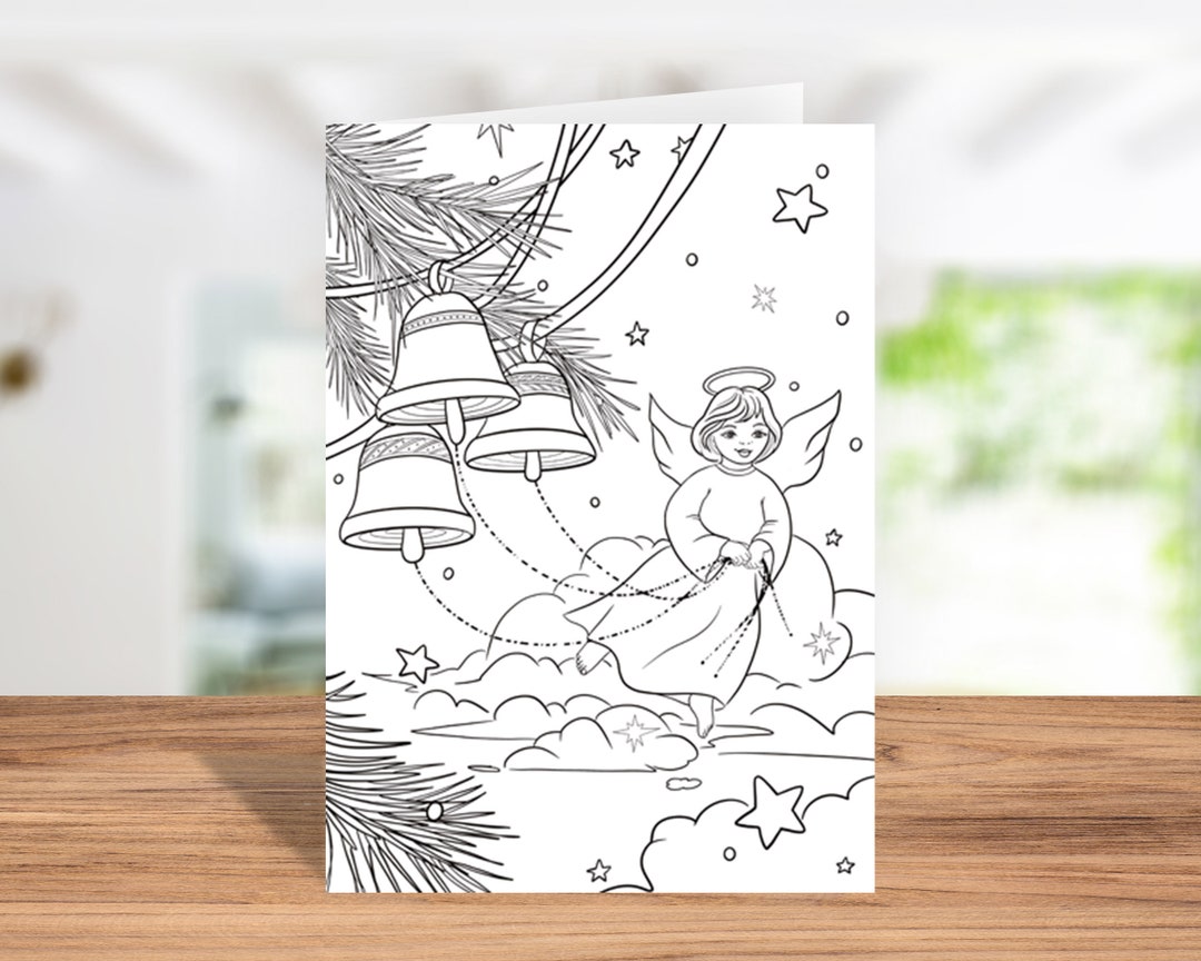 Instant Download Coloring Card, Digital Greeting Card, Coloring ...
