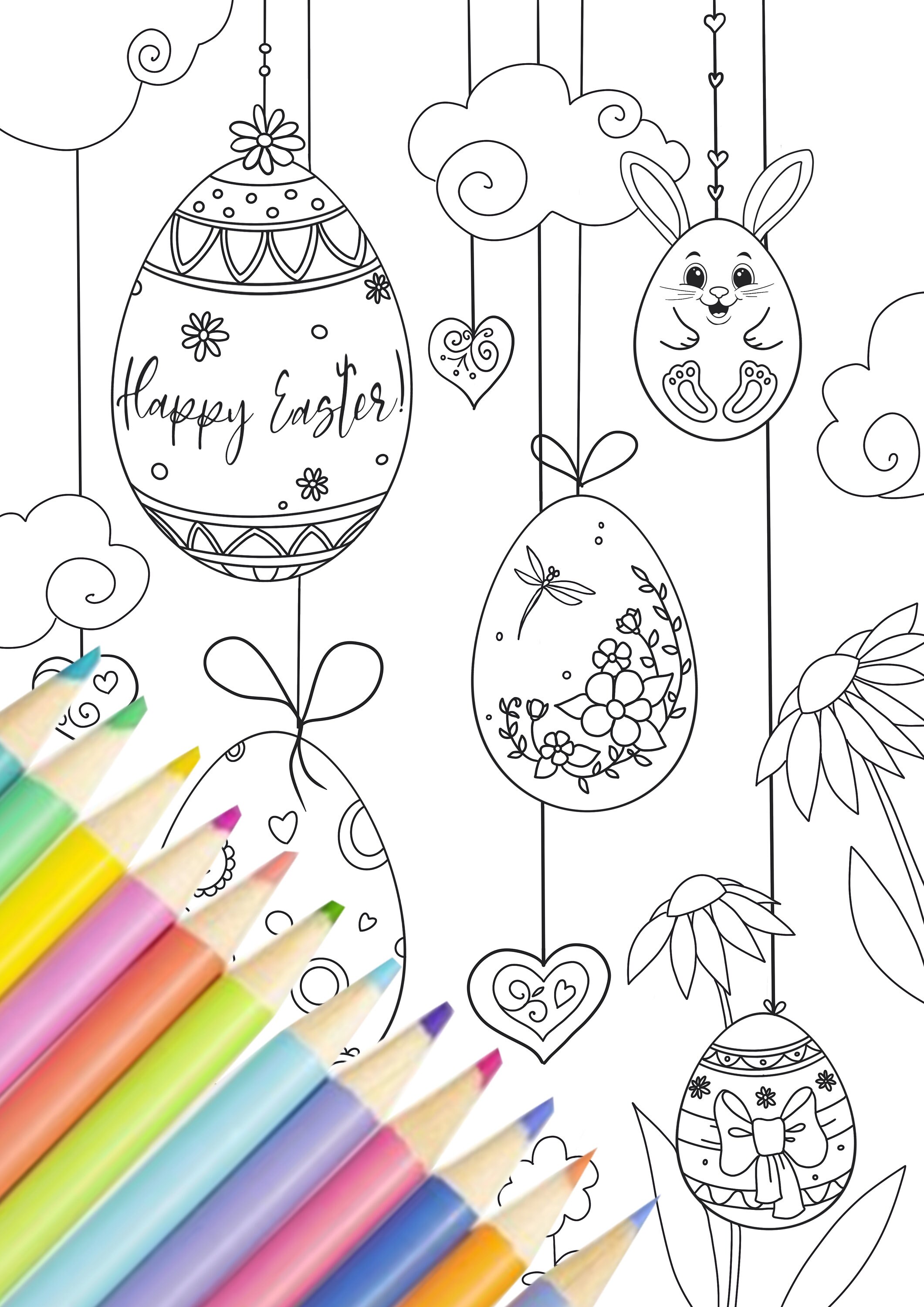 Instant Download Coloring Card, Digital Greeting Card, Coloring ...