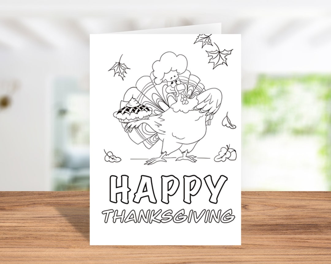 Instant Download Coloring Card, Digital Greeting Card, - Happy ...