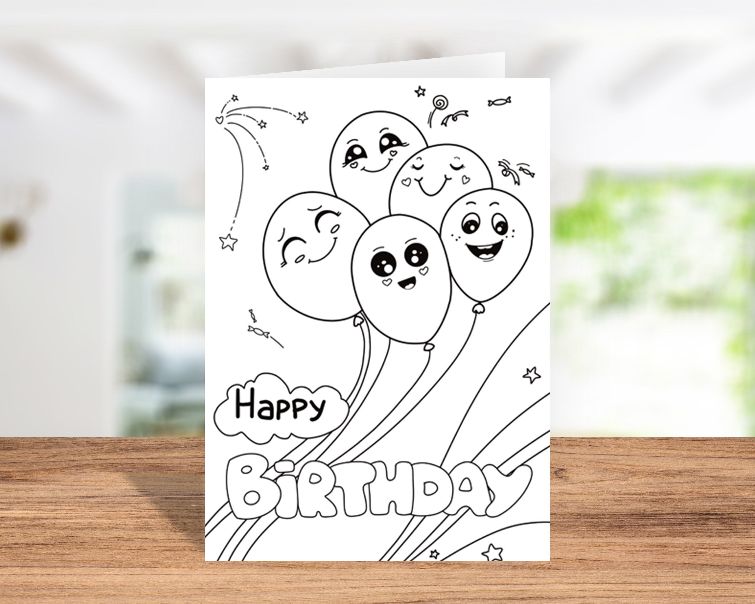 Instant Download Coloring Card, Digital Greeting Card, Coloring ...