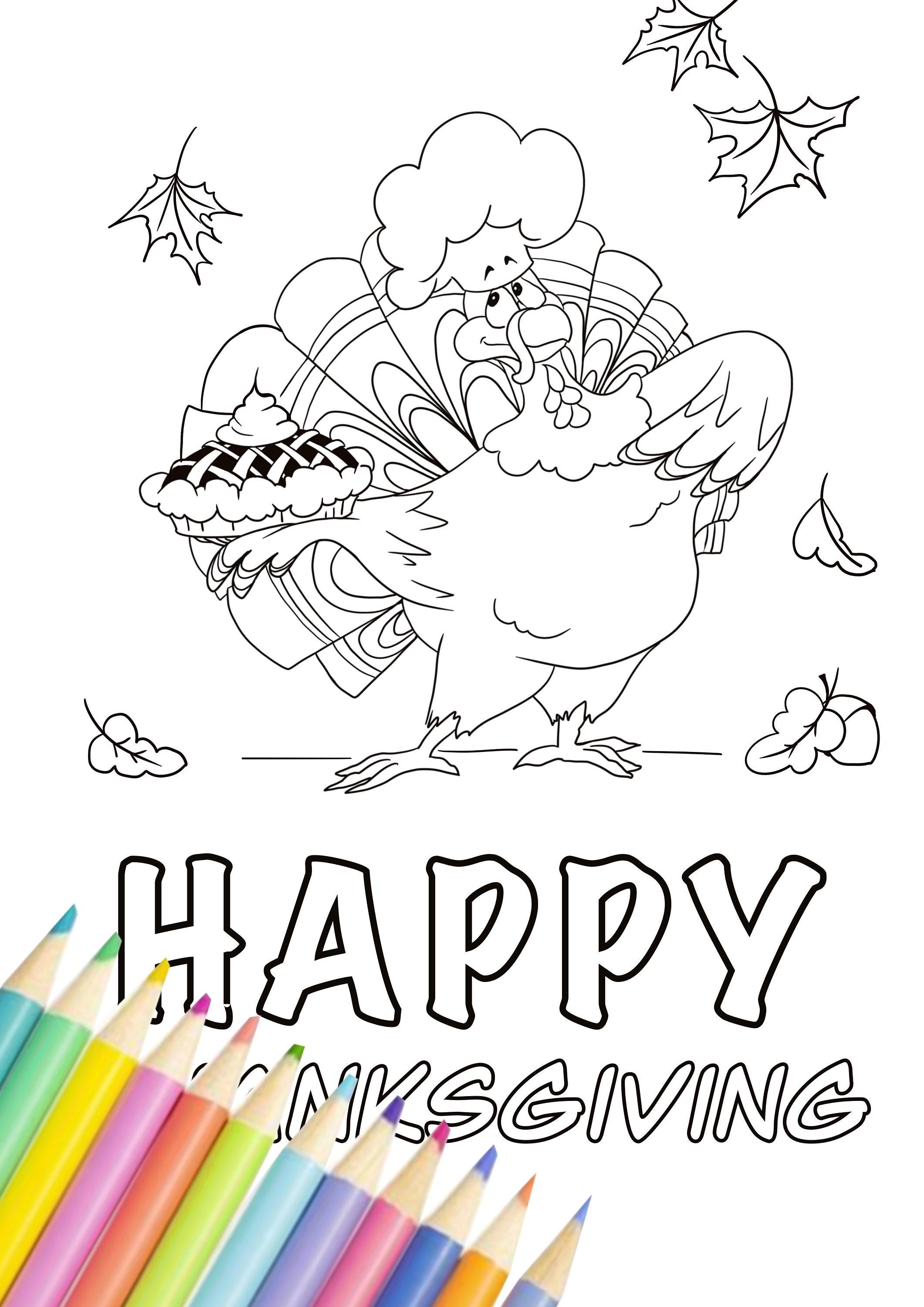 Instant Download Coloring Card, Digital Greeting Card, - Happy ...