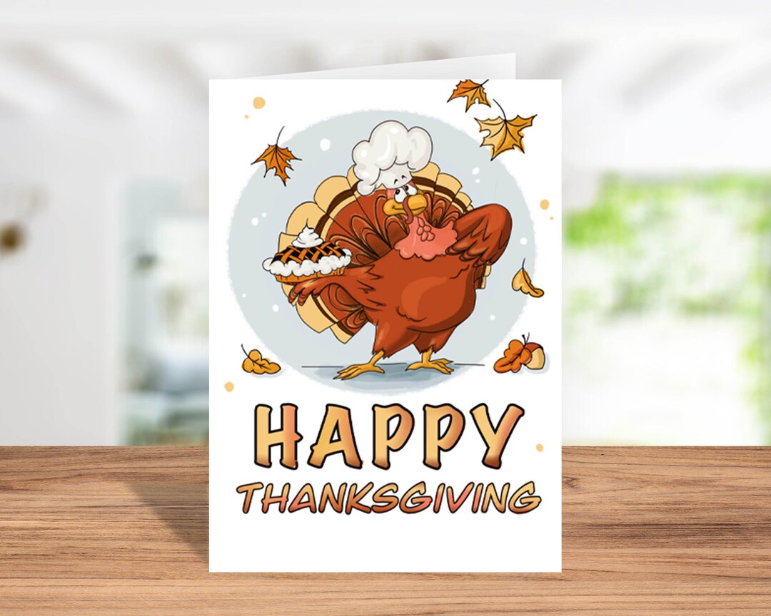 Instant Download Digital Greeting Card With a Funny Turkey Holding a ...