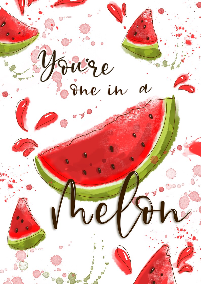 Instant Download Digital Greeting Card With Colorful Watermelons and ...
