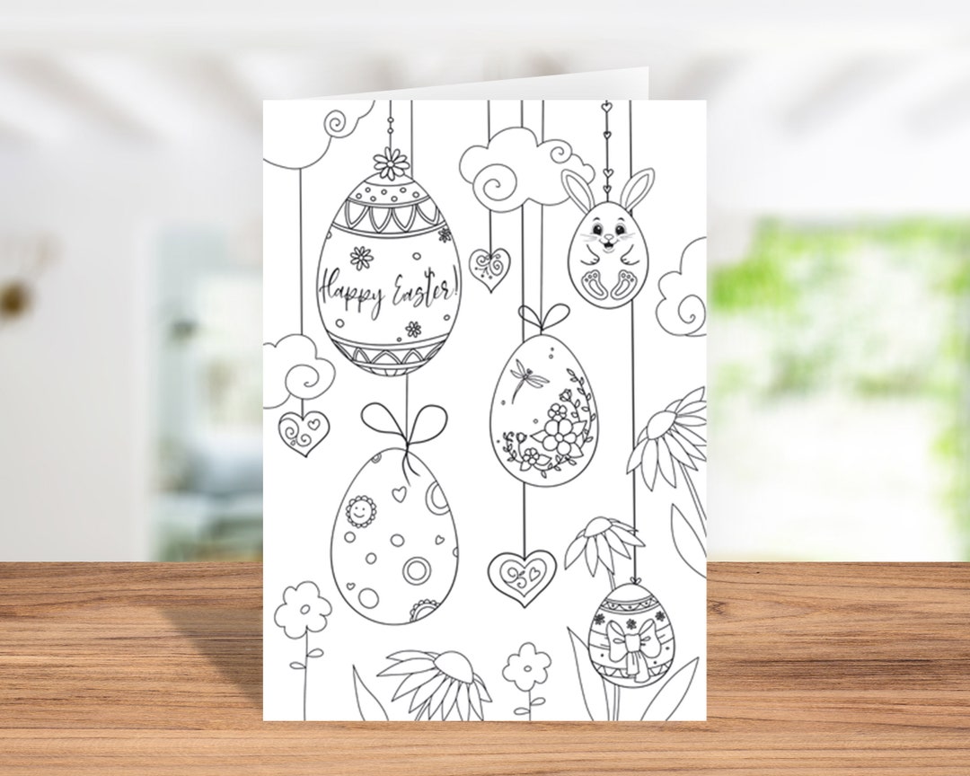 Instant Download Coloring Card, Digital Greeting Card, Coloring ...