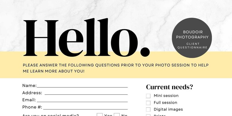 Boudoir Photography Client Questionnaire I Complete Boudoir Photography ...