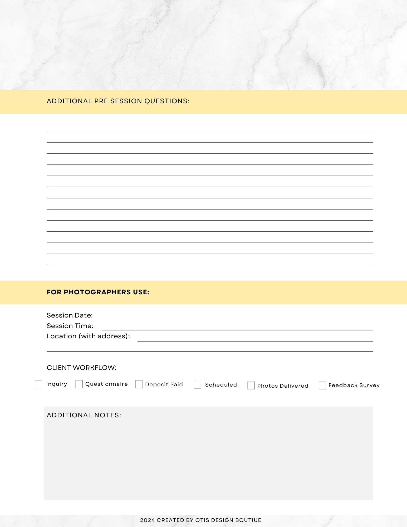 Boudoir Photography Client Questionnaire I Complete Boudoir Photography ...