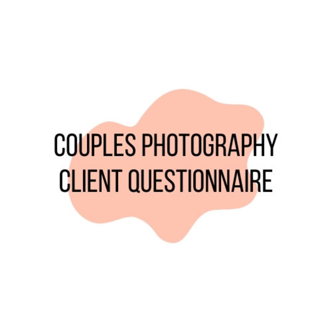 Couples Photography Client Questionnaire: 3-page Pre-session Survey ...