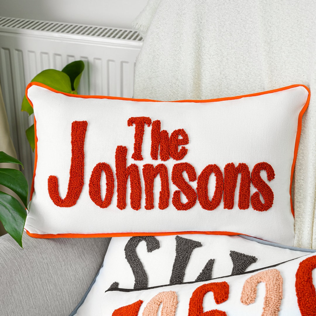 Wedding Gift Embroidered Pillow, Custom Punch Needle Pillow, Home Decor ...