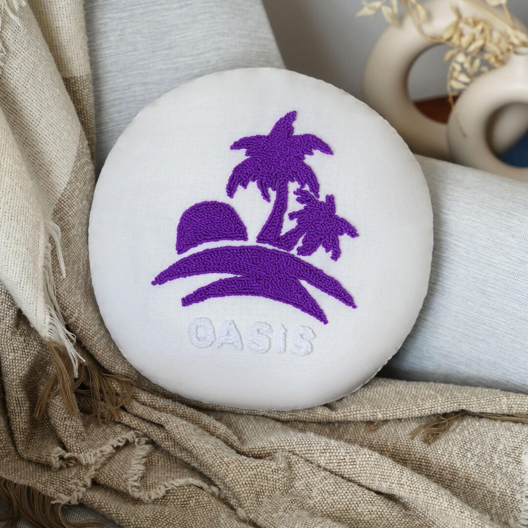 Custom Logo Embroidered Round Pillow, Personalized Company Logo Pillow ...