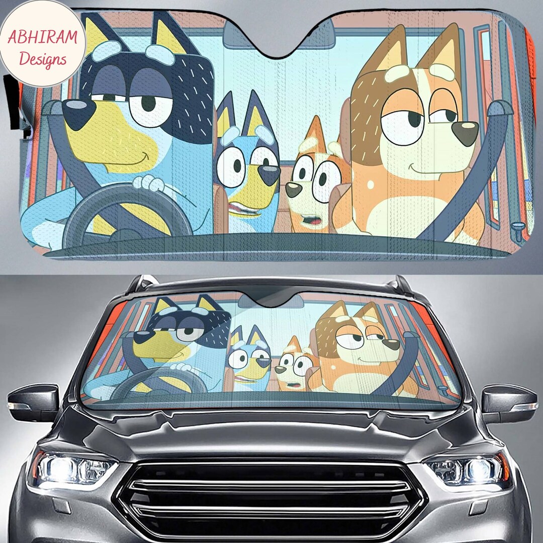 Bluey Car Sun Shade, Bluey and Bingo Muffin Heeler Bandit Heeler Car ...