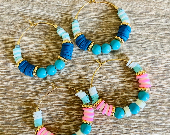 SACHA Gold Hoop Earrings Adorned With Heishi Beads and Handcrafted ...