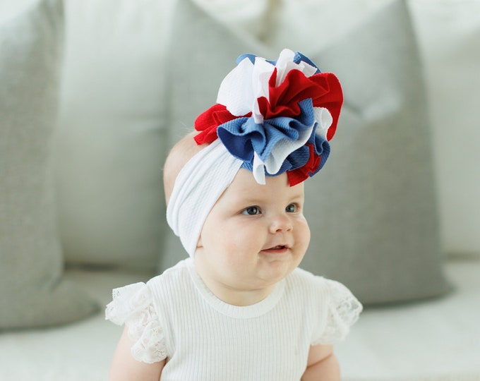 4TH OF JULY Messy Head Wrap Shredded, XL Huge Baby Head Wrap, Big ...