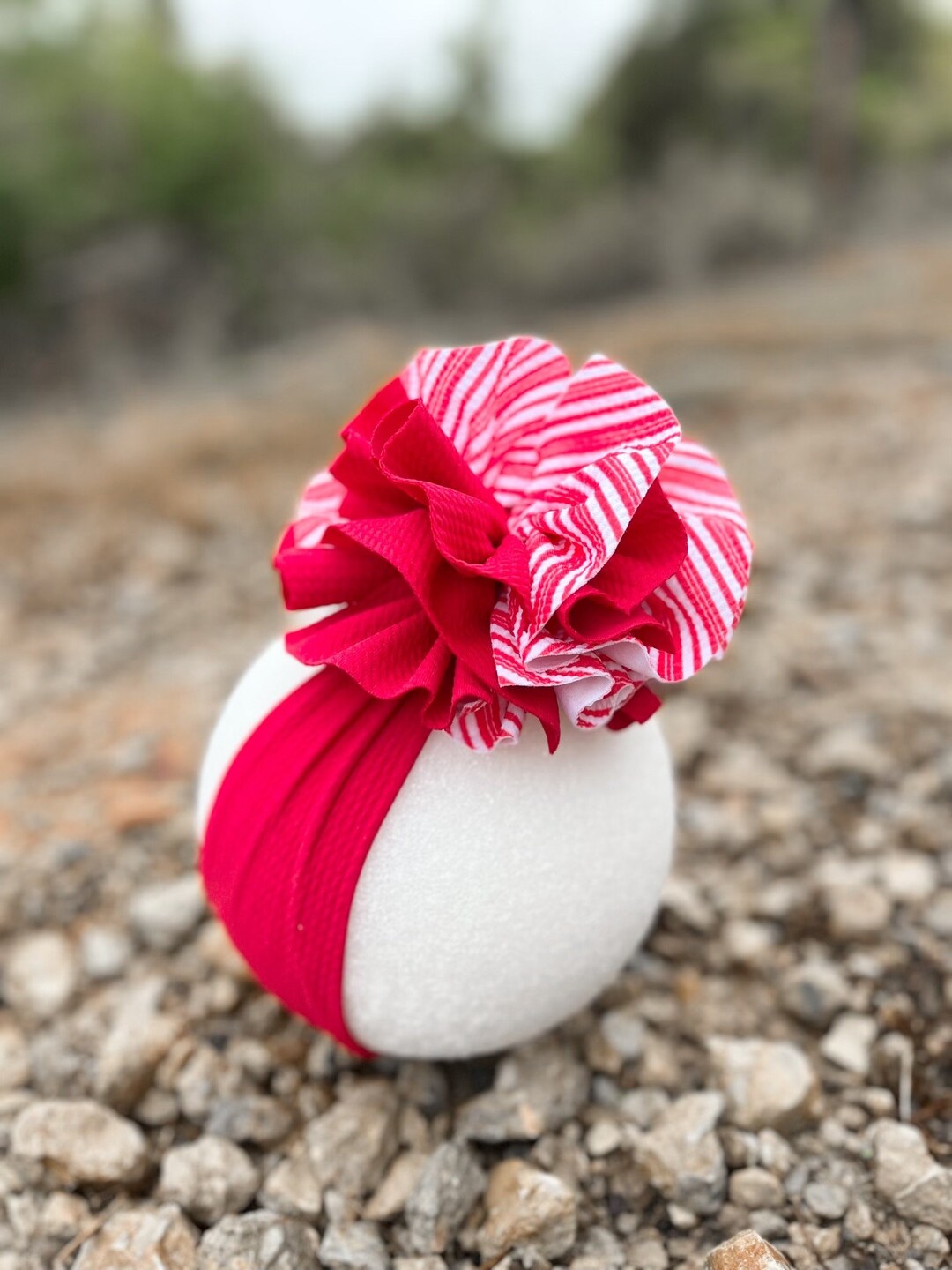 CANDY CANE Christmas Messy Head Wrap Shredded, XL Huge Baby Head Wrap ...