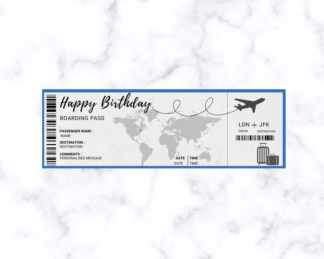 Printable Trip Ticket, Surprise BIRTHDAY Trip Ticket, Boarding Pass ...