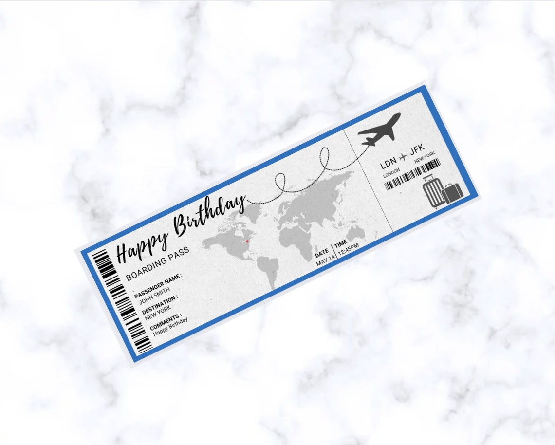Printable Trip Ticket, Surprise BIRTHDAY Trip Ticket, Boarding Pass ...