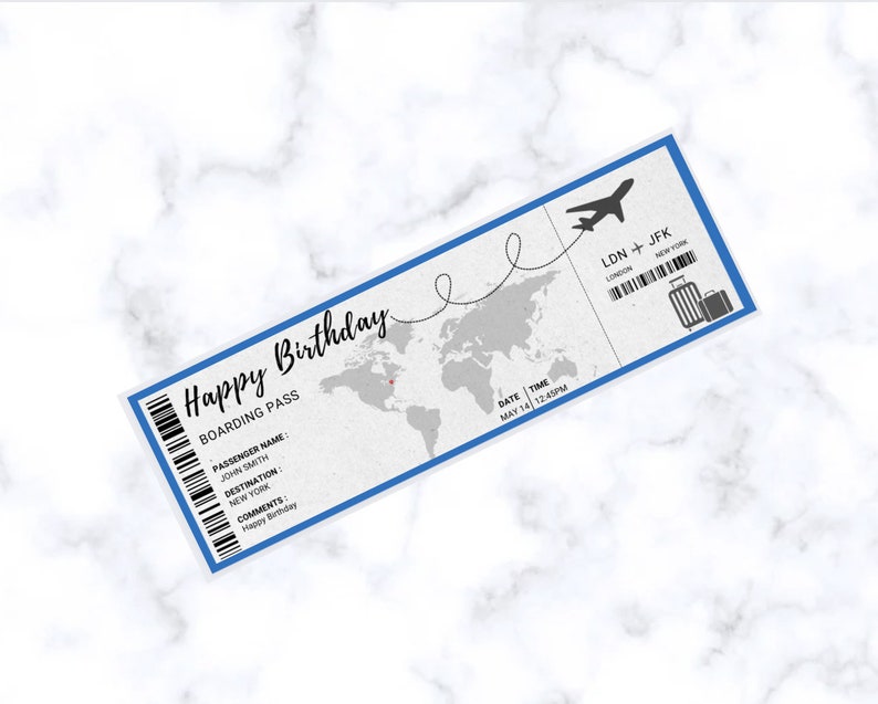 Printable Trip Ticket, Surprise BIRTHDAY Trip Ticket, Boarding Pass ...