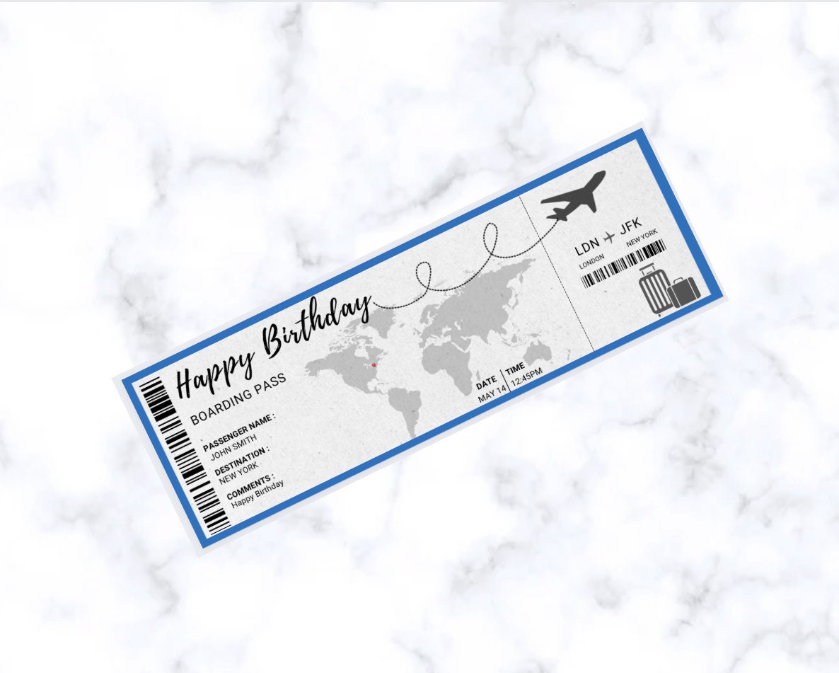 Printable Trip Ticket, Surprise BIRTHDAY Trip Ticket, Boarding Pass ...