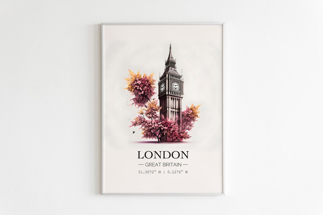London Poster | Watercolor | Flowers | City Poster | Poster Great ...